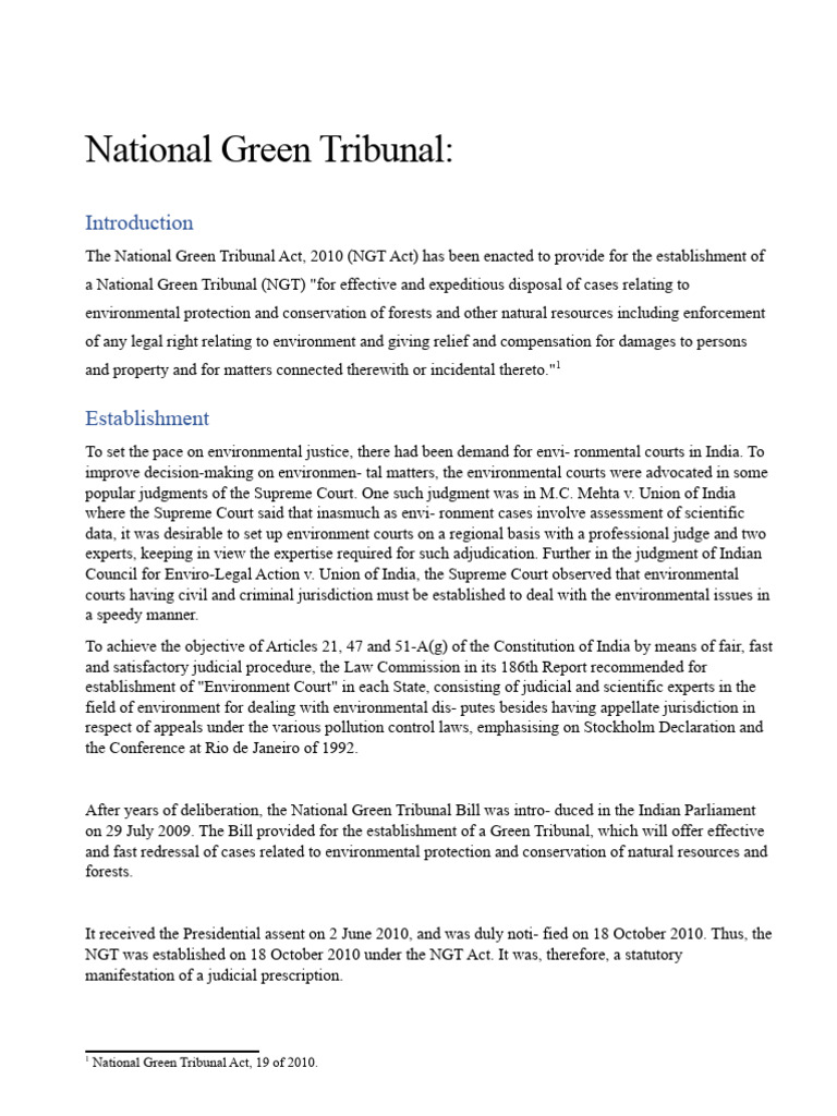 National Green Tribunal Act Overview | PDF | Courts | Government ...