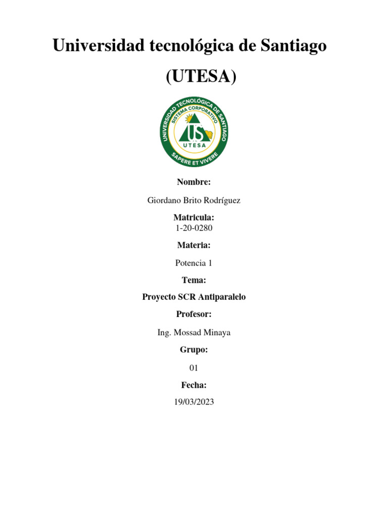 Reporte Antiparalelo SCR 1-20-0280 | PDF | Corriente eléctrica | Energia electrica