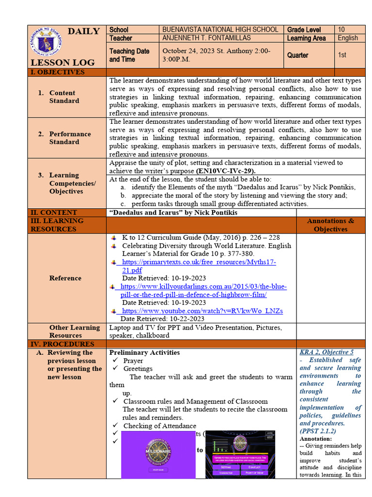 1st Quarter COT 2023-2024 | Download Free PDF | Learning | Teachers