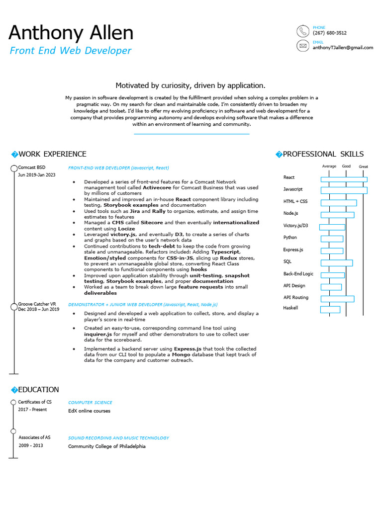 Anthony Allen Resume 2023 | PDF | Web Development | World Wide Web