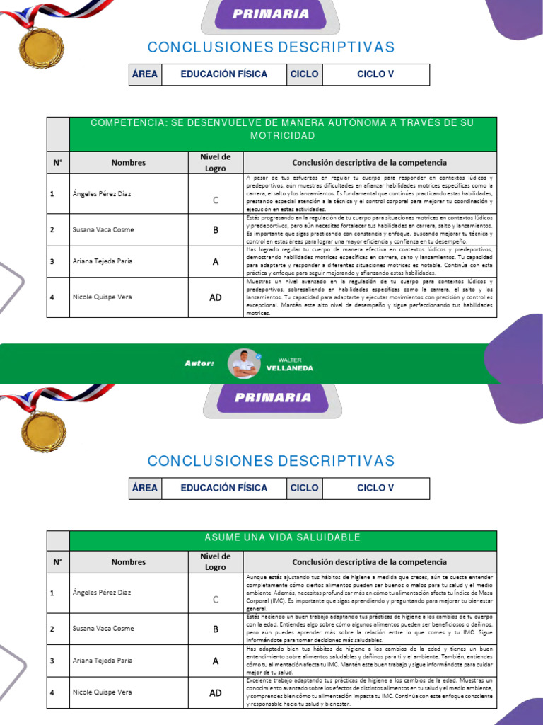 Conclusiones Descriptivas - Ciclo V | PDF | Educación Física