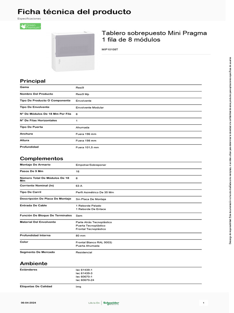 Schneider Electric - Resi9-MP - MIP10108T | PDF | Economía y medio ambiente