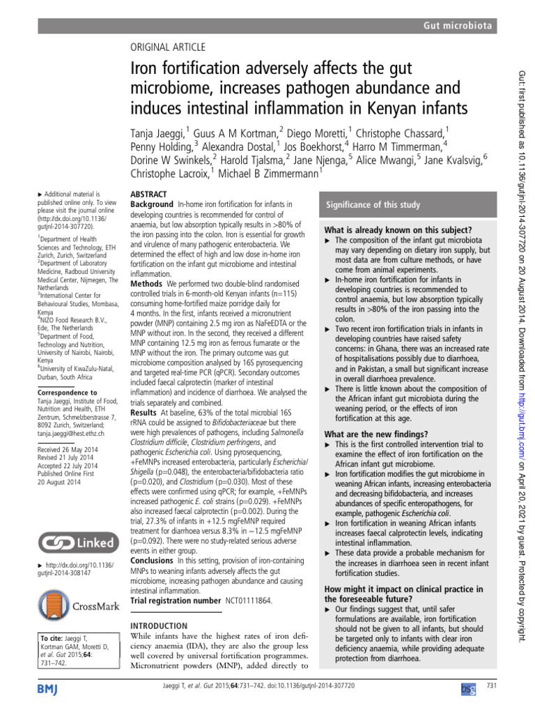 Iron Fortification Adversely Affects The Gut .. | Download Free PDF ...