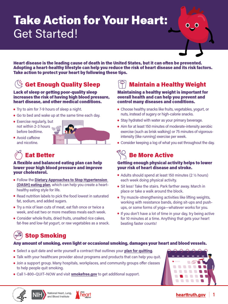 Take Action For Your Heart Get Started Factsheet | Download Free PDF ...