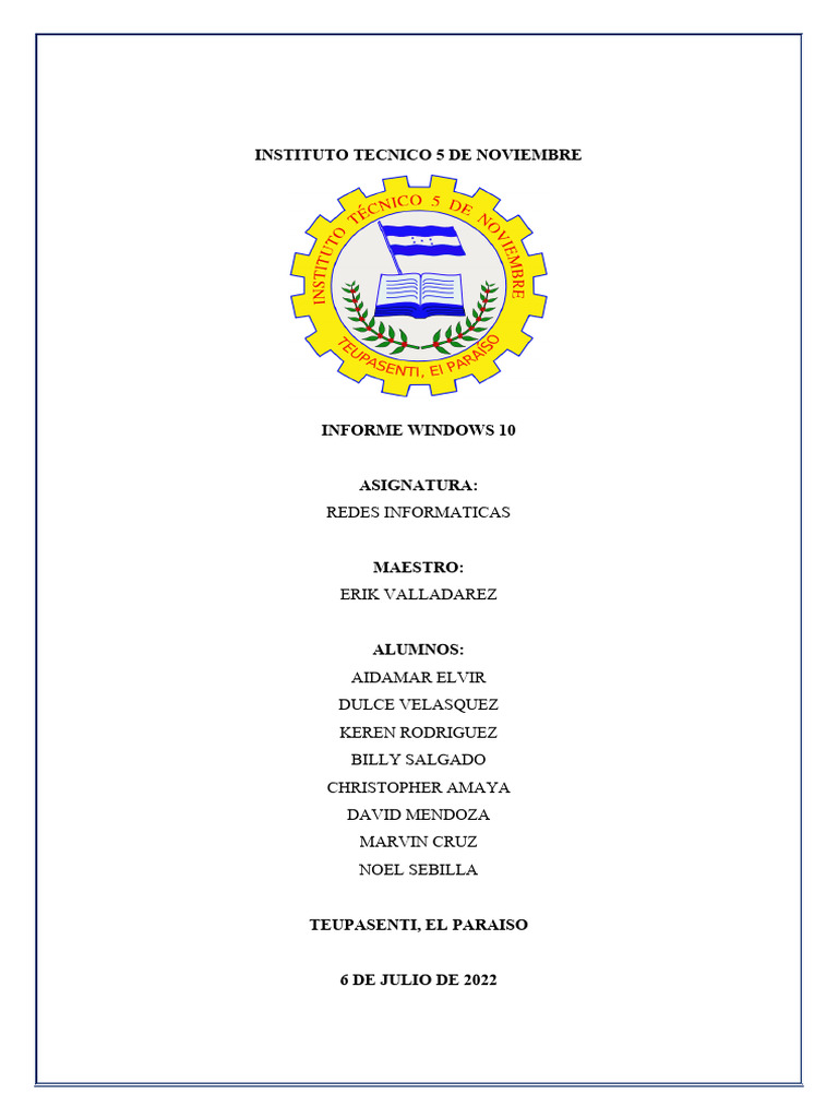 Informegrupo 7 | PDF | Windows 10 | Microsoft Windows
