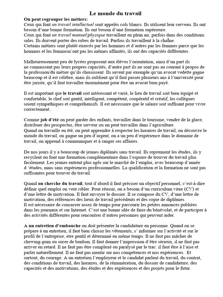 Comprendre le monde du travail | PDF | Économie | Travail