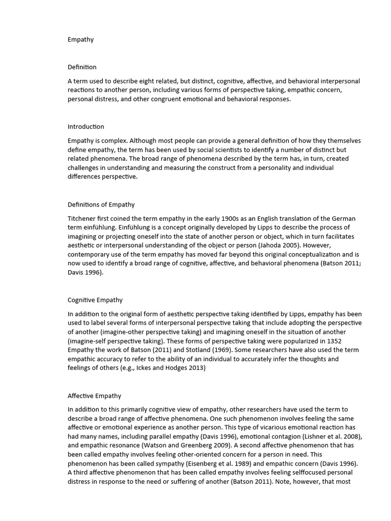 Understanding Empathy: Definitions & Types | PDF | Empathy | Affect ...