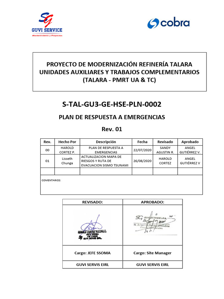 S-Tal-Gu3-Ge-Hse-Pln-0002 Plan de Respuesta A Emergencias | PDF ...