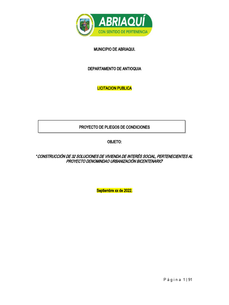 Proyecto de Pliegos | PDF | Presupuesto