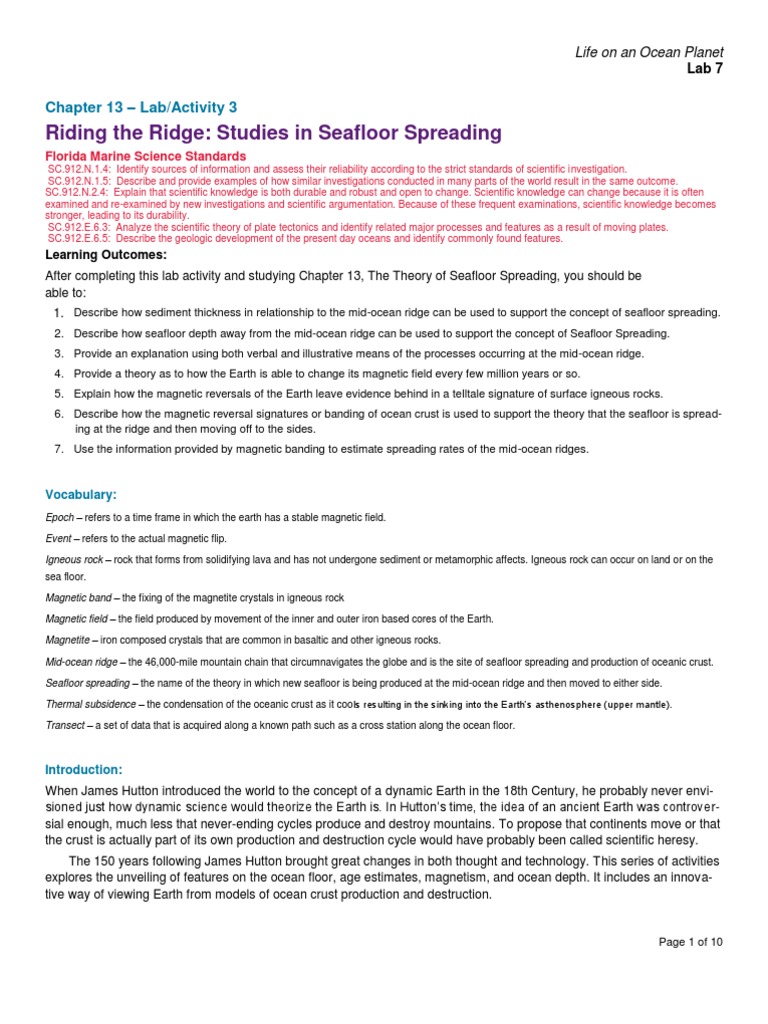 Lab Activity 7 Plate Tectonics | PDF | Plate Tectonics | Seabed