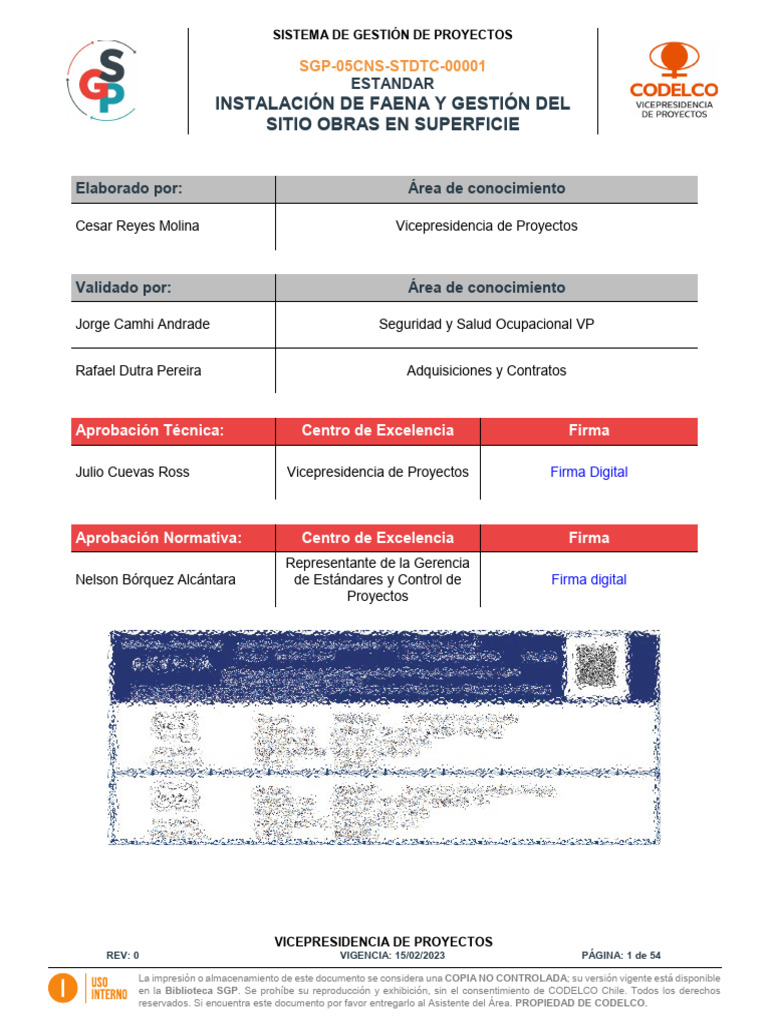 Sgp-05cns-Stdtc-00001 Estándar - Instalación de Faena y Gestion Del Sitio Obras en Superficie ...
