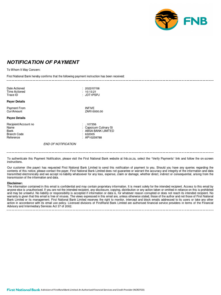 Payment Notification-R10000 | PDF | Payments