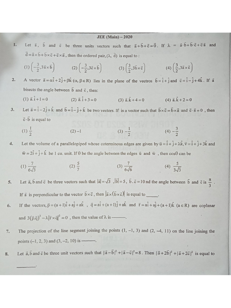 Vector PYQ 2020-22 | PDF