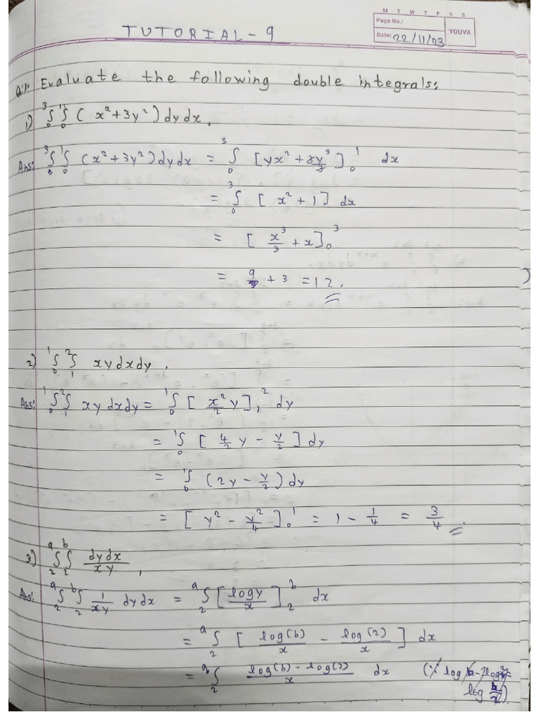 Maths- Tutorial 9 | PDF