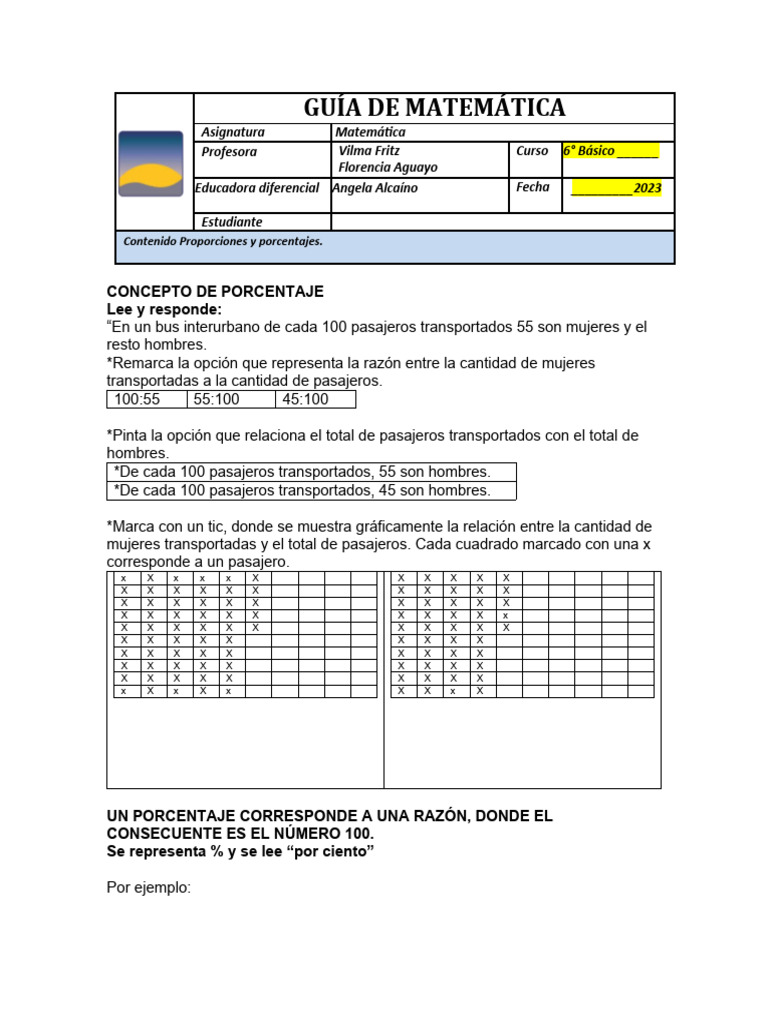 Proporciones y Porcentajes en Matemática | PDF | Porcentaje ...