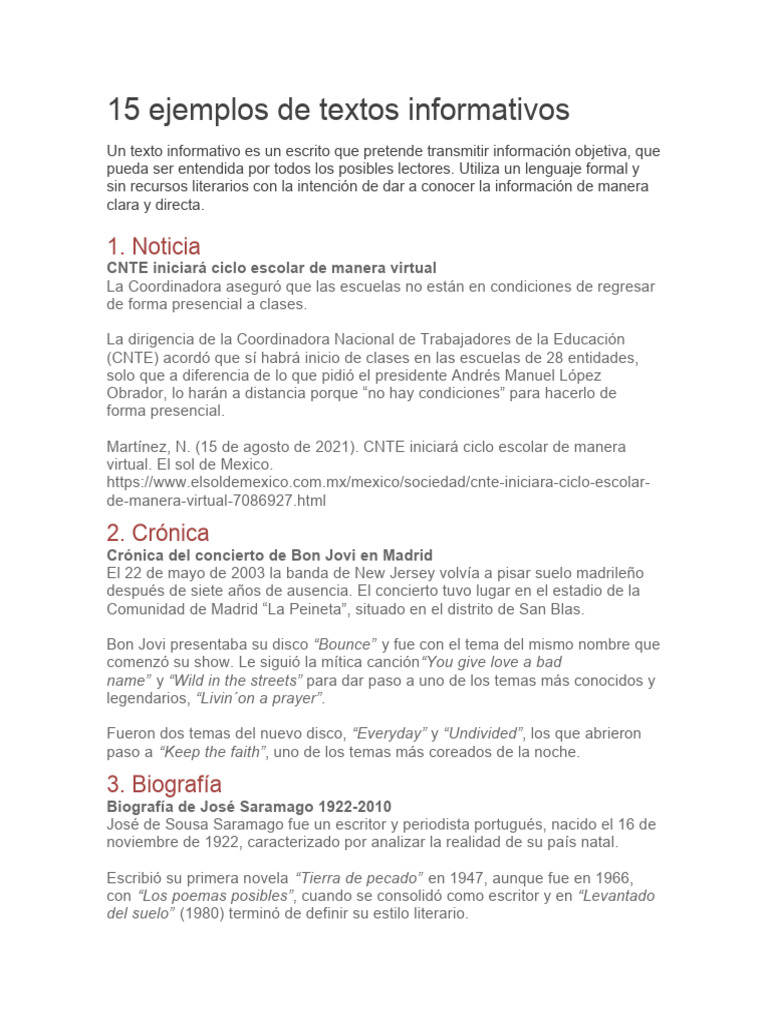 15 Ejemplos de Textos Informativos | PDF | Azores | México