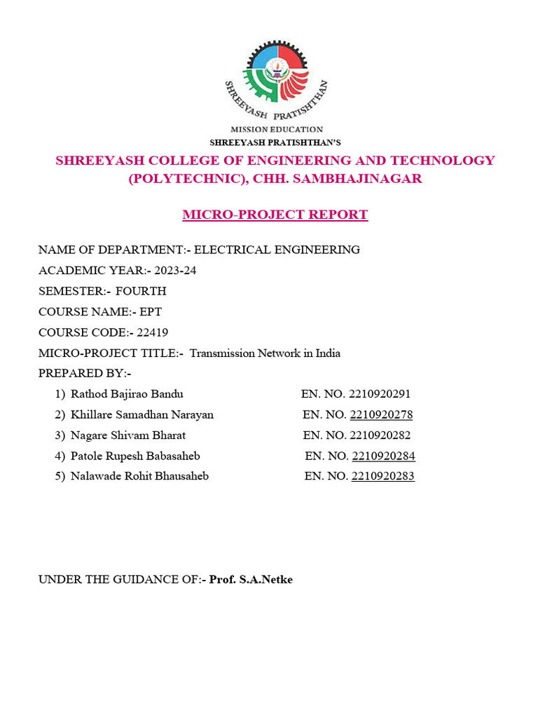 EPT Micro Project | PDF | Electric Power Transmission | Electrical Grid