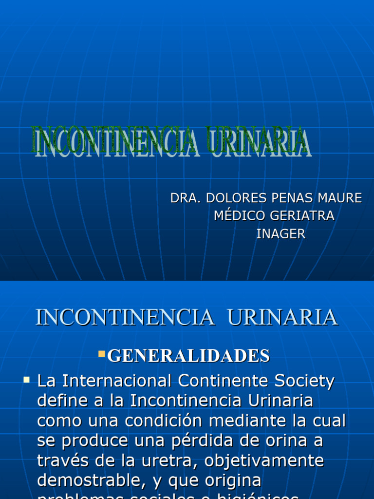INCONTINENCIA URINARIA | PDF | Urología | Medicina
