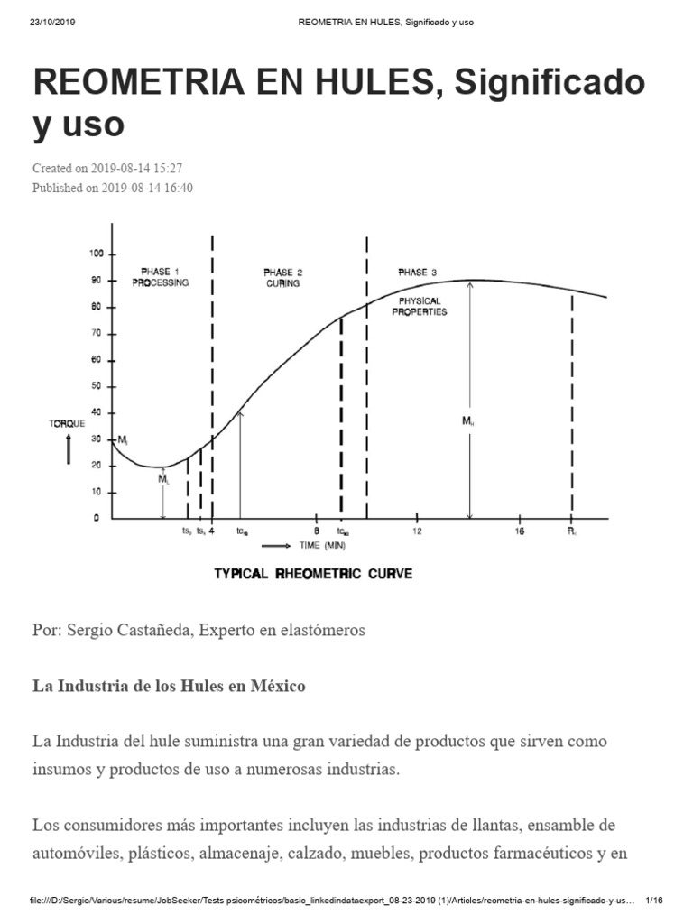 Reometrias en Hules (Significado y Uso) | PDF | Polímeros | Elastómero
