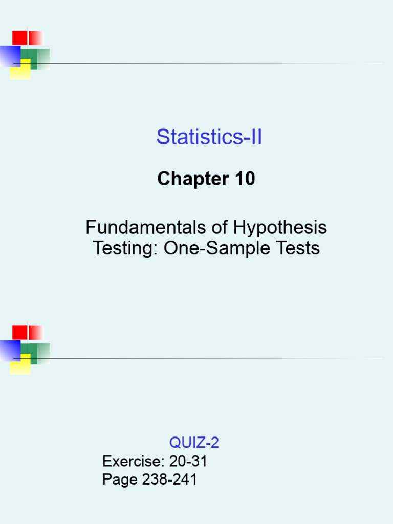 Chapt10 Hypothesis Testing One Sample Tests Bba Download Free Pdf Type I And Type Ii Errors