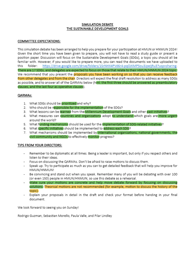 Simulation Debate - Guidelines | PDF | Sustainability | Economy And The Environment