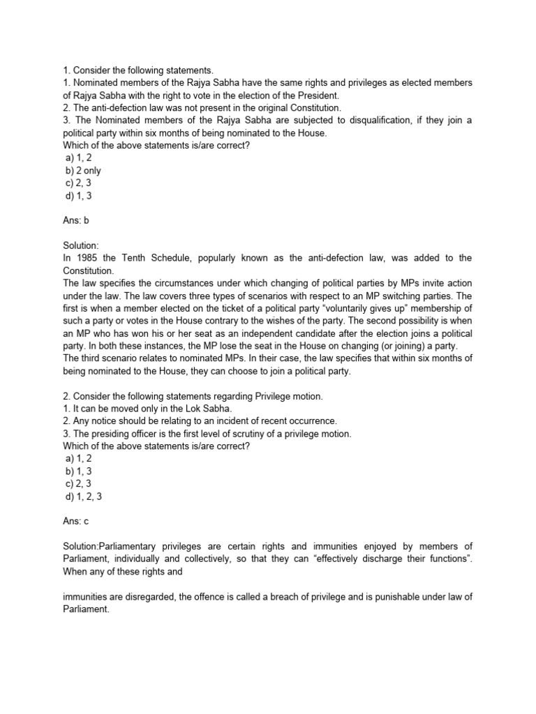 Polity Test 4-1 | PDF | Mandamus | Royal Assent