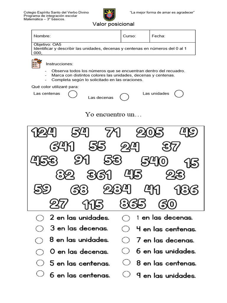 Valor Posicional 3ros | PDF