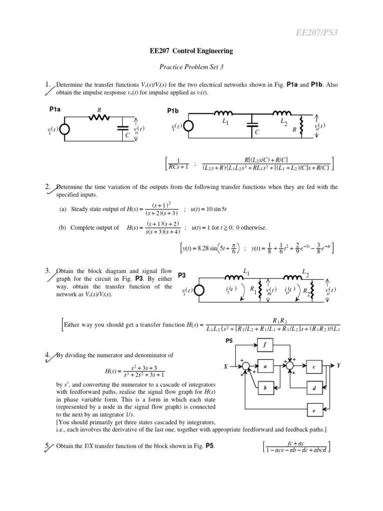 EE207 Problem Set 3 IIT ROPAR | PDF | Electricity | Applied Mathematics