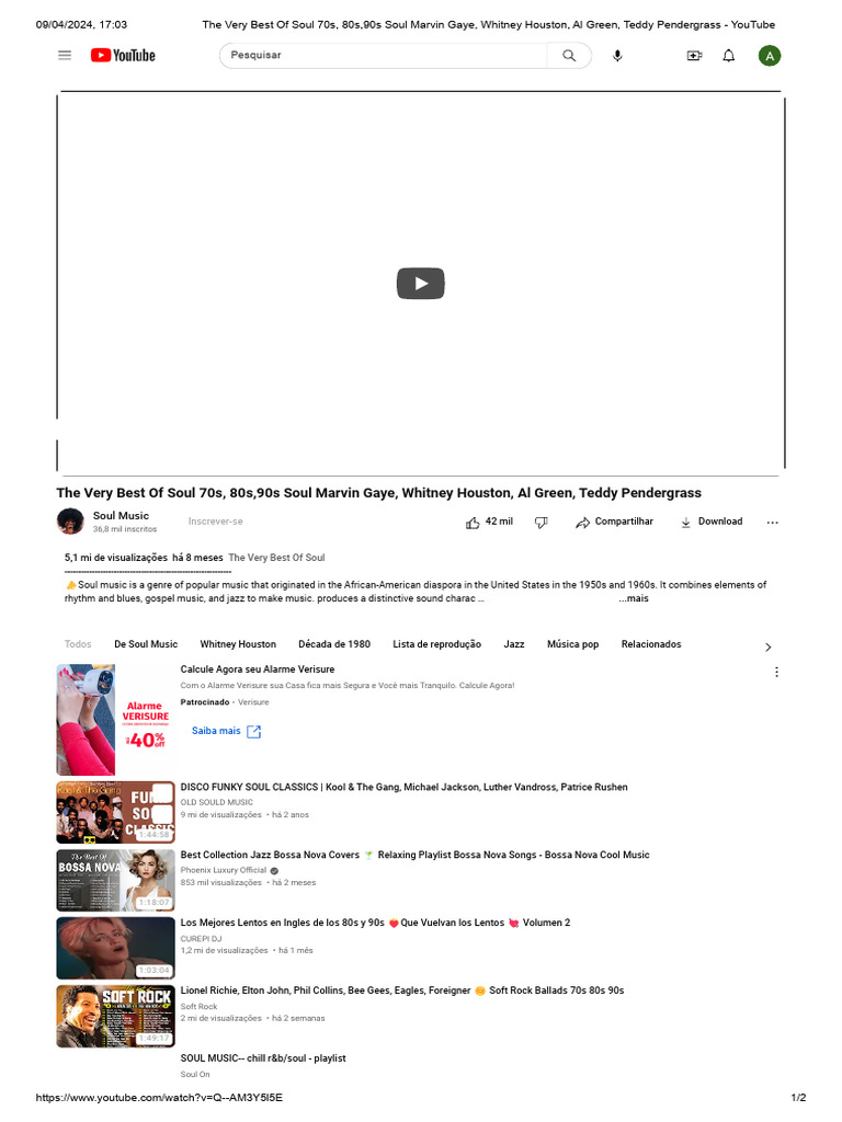 The Very Best of Soul 70s, 80s, 90s Soul Marvin Gaye, Whitney Houston, Al Green, Teddy ...