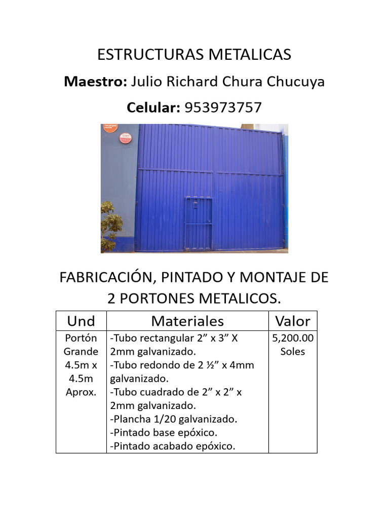 Proforma para Portones Metálicos | PDF | Tecnología