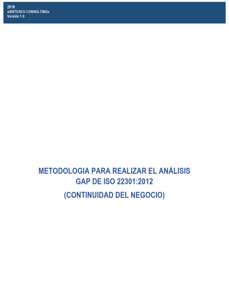 Análisis GAP ISO 22301:2012 en Continuidad | PDF | Seguridad de información | Informática