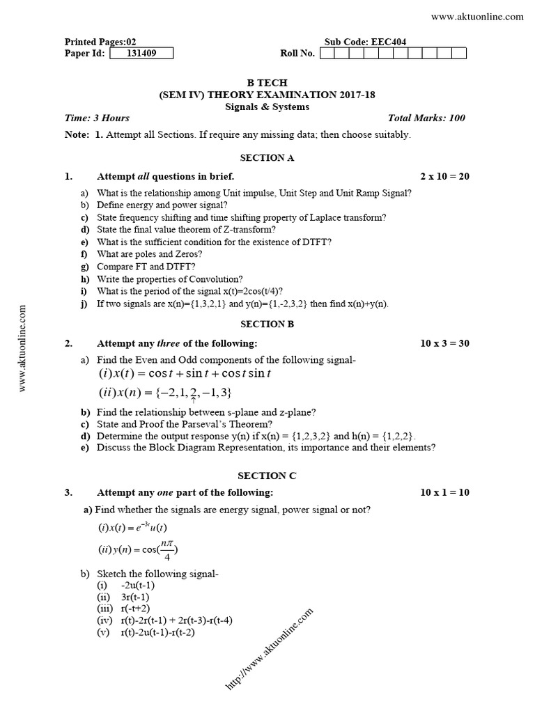 Signals & Systems 2017-18 | PDF | Algorithms | Mathematical Objects