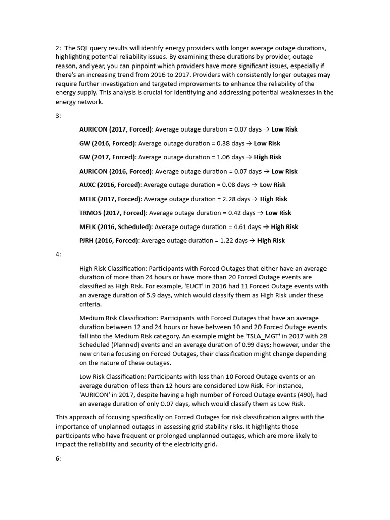 Written Answers SQL Proyect AEMO | PDF | Risk | Electrical Grid
