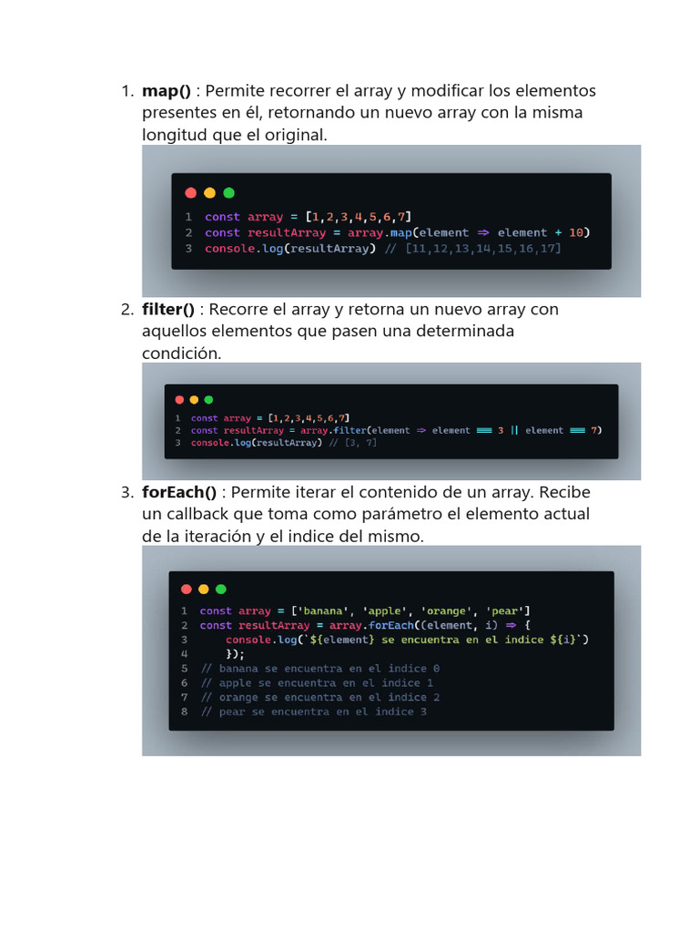 Funciones Importantes de Array | PDF | Programación de computadoras