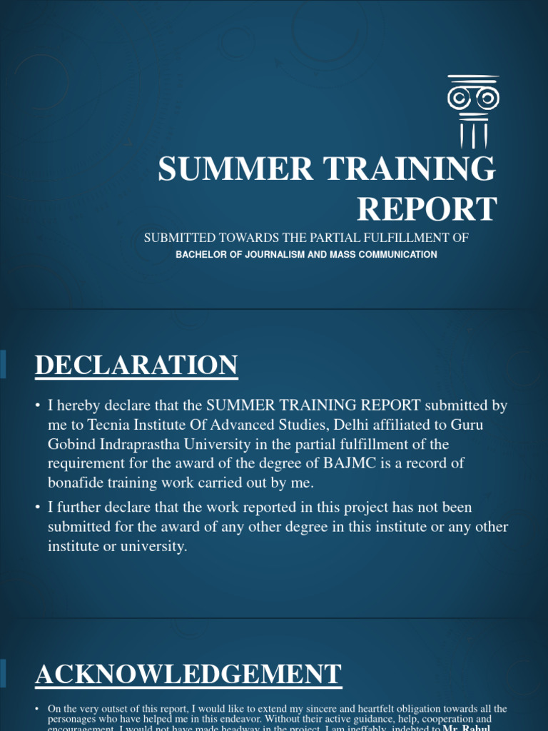 Summer Training PPT Jhanvi Final | PDF | Internship | Job Hunting