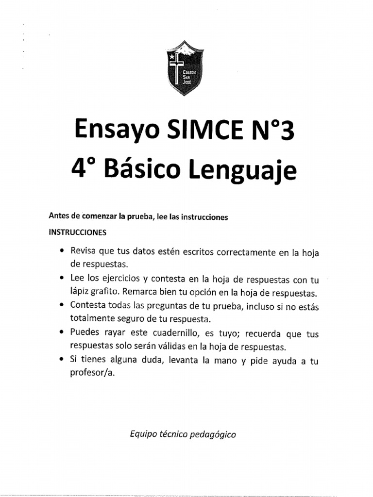 Ensay - Simce.3 4basic Lenguaje | PDF