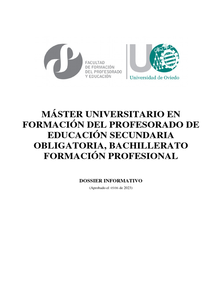 Máster Del Profesorado en Educación Secundaria Obligatoria, Formación ...