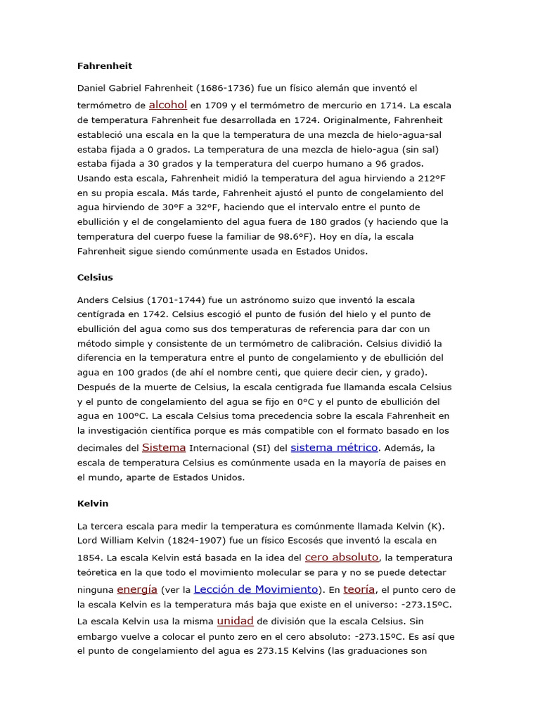 Uso de la escala Fahrenheit hoy | PDF | Fahrenheit | Celsius