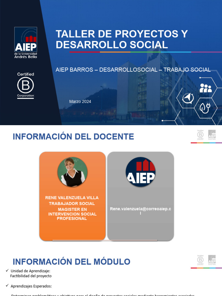Clase Uno Proyectos Sociales Aiep | PDF | Trabajo Social | Sociedad