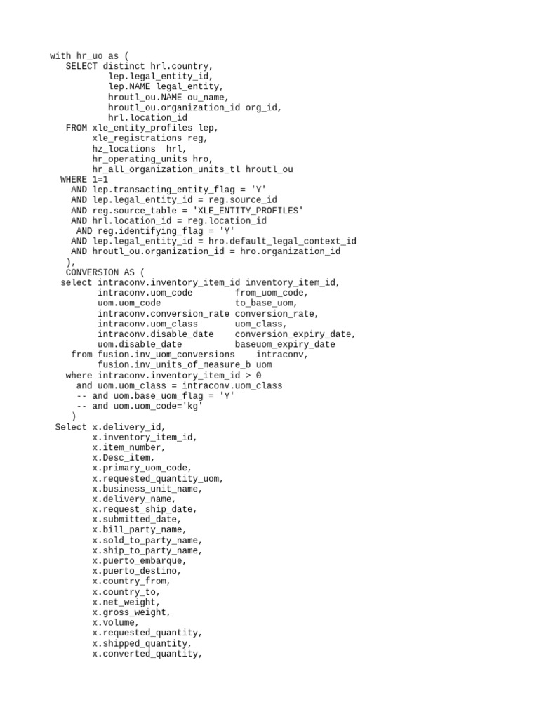 Query_List_Empaque | PDF