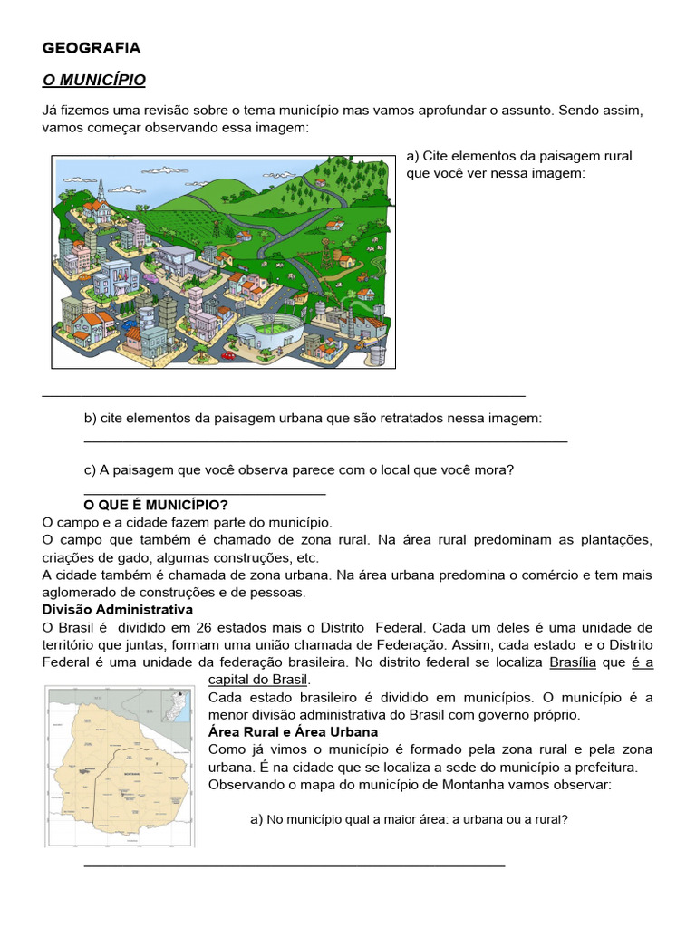 Geografia - Municipio 4 Ano | PDF | Migração humana | Brasil