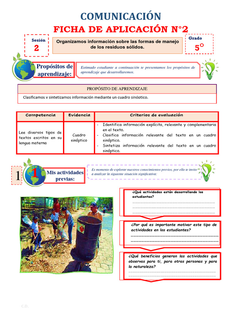 5° Ficha de Aplicación-Sesión2-Sem.1-Exp.6-Comunicación | PDF | Residuos | Vertedero