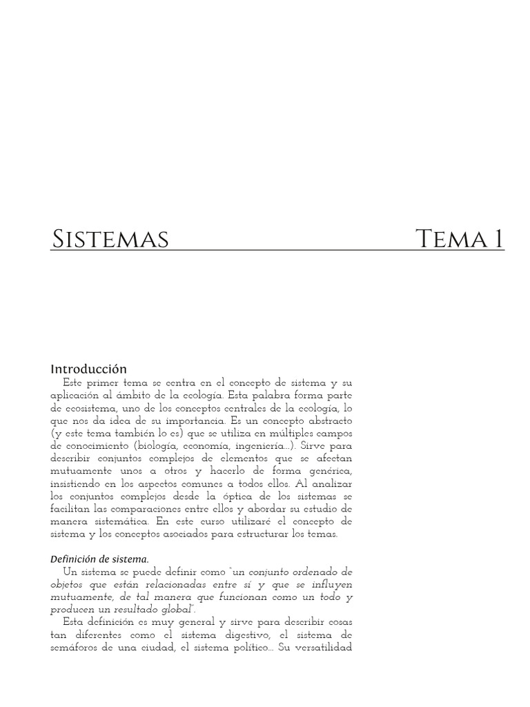 Tema01: Sistemas | PDF | Sistema | Realimentación