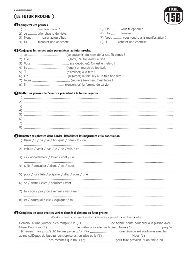 Exercices sur le futur proche | PDF