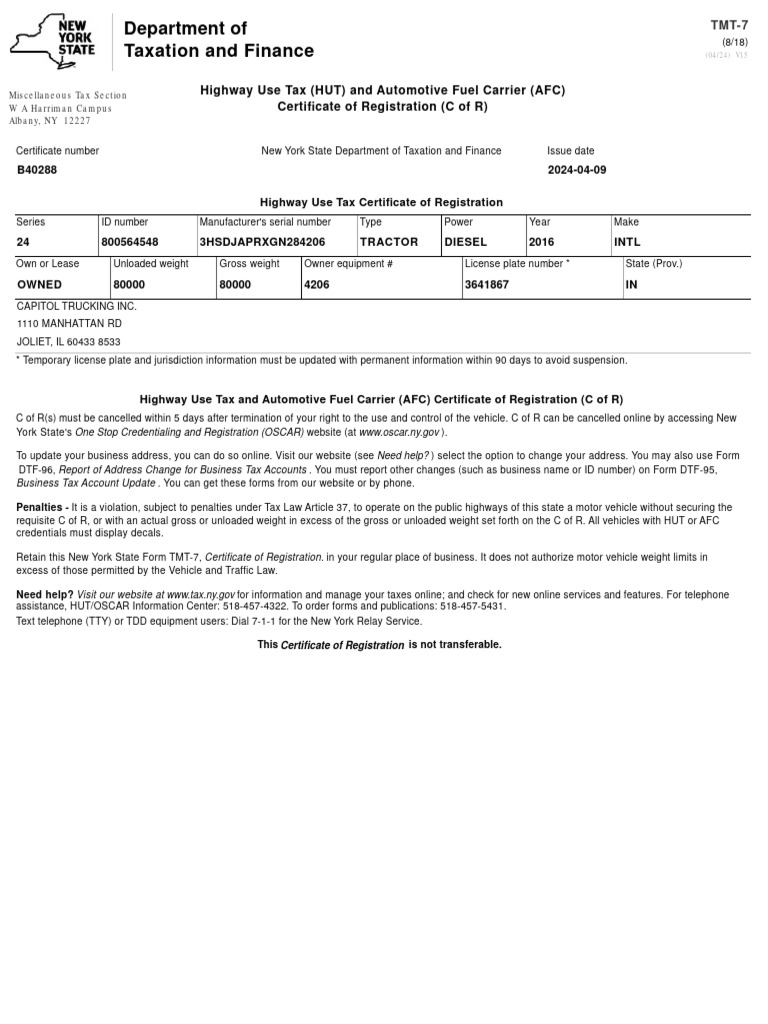 NYSDTFForms Filed | PDF | Taxes | Vehicle Registration Plate