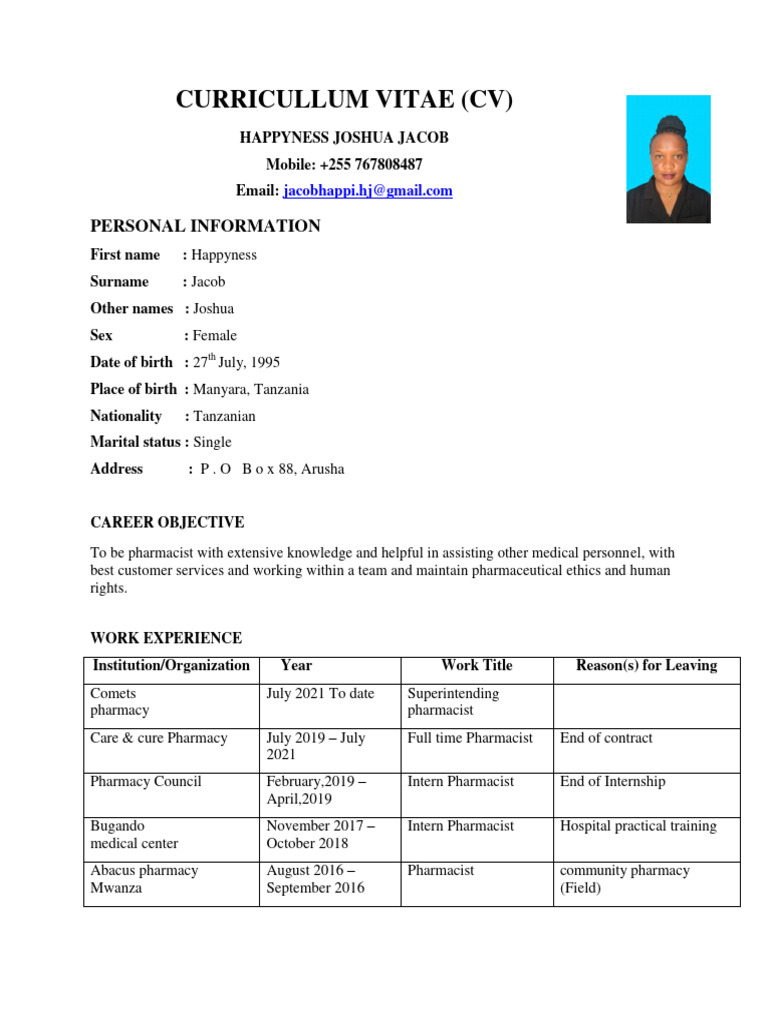 Happy Cv...... | PDF | Pharmacy | Pharmacist