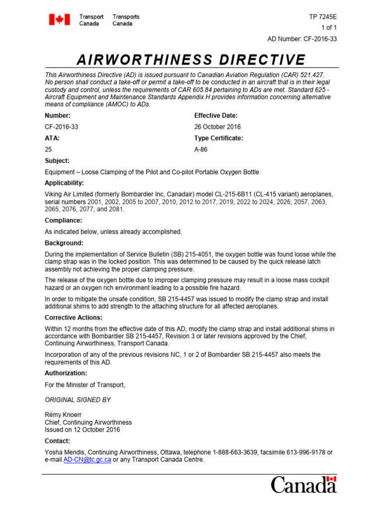 Easa Ad CF-2016-33 1 | PDF | Aviation | Aircraft