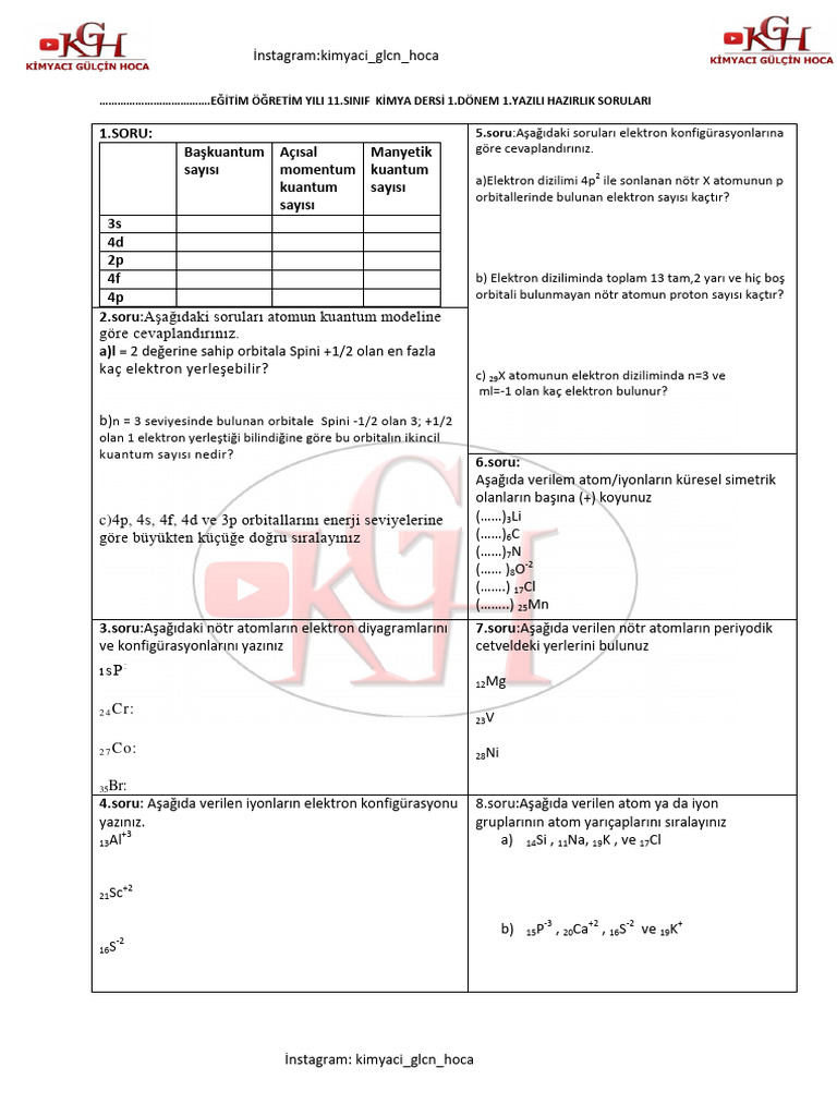 11.sinif 1.donem 1.yazili-2018-2019 | PDF