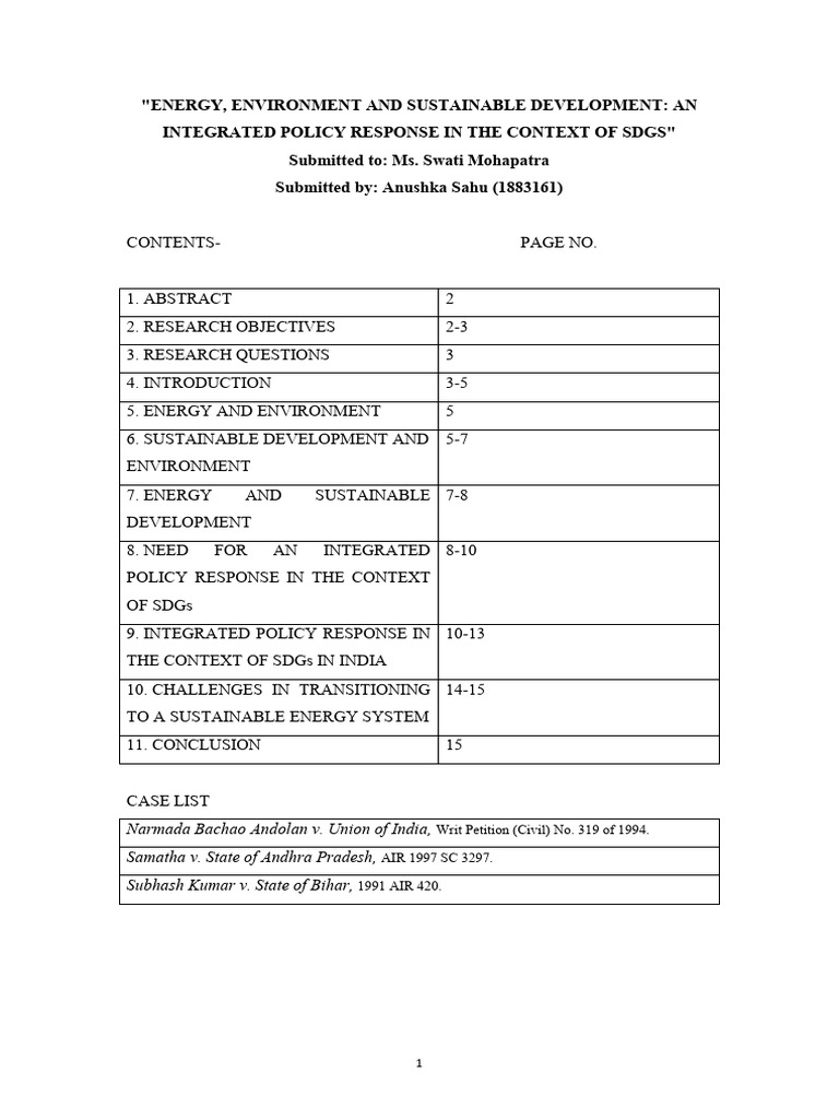 Anushka Sahu on Energy and SDGs | PDF | Sustainability | Climate Change