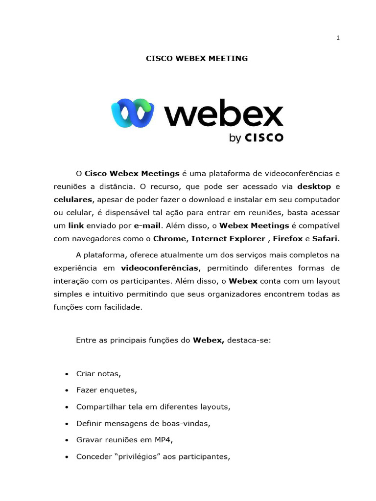 Cisco WebEx Meetings | PDF | Janela (informática) | Microsoft Windows